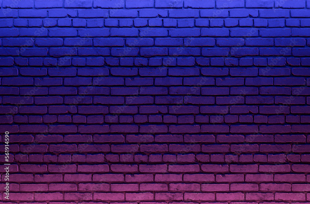 Brick wall with neon style bright light. Cyberpunk vapor synth retro ...
