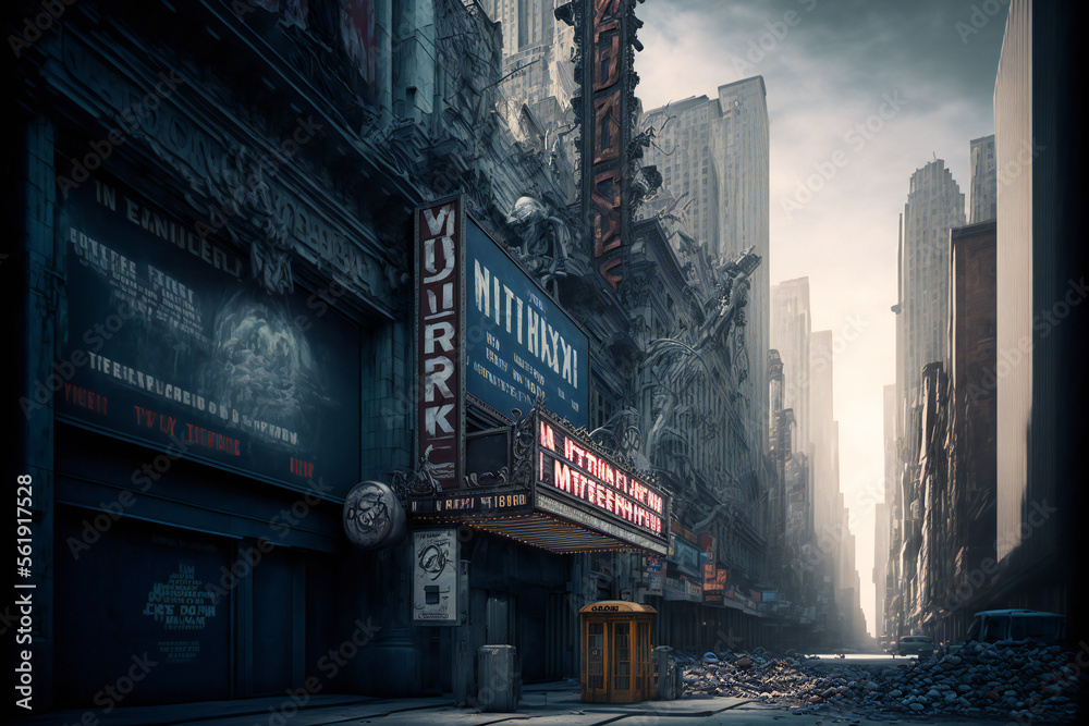 Abandoned New York City in the future. Empty roads and a dystopian ...