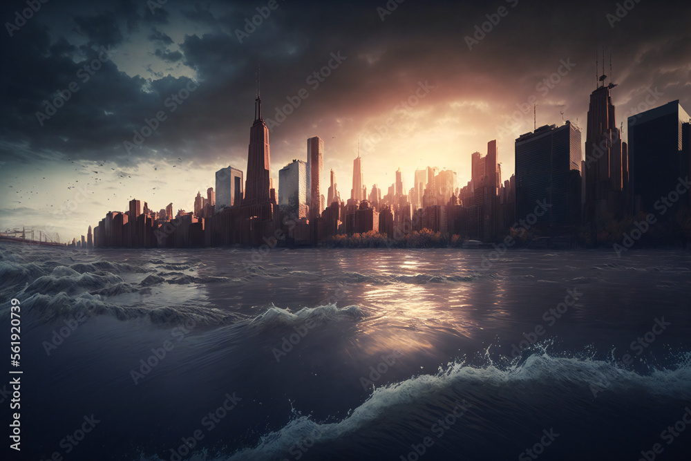 Abandoned New York City in the future. Empty roads and a dystopian ...