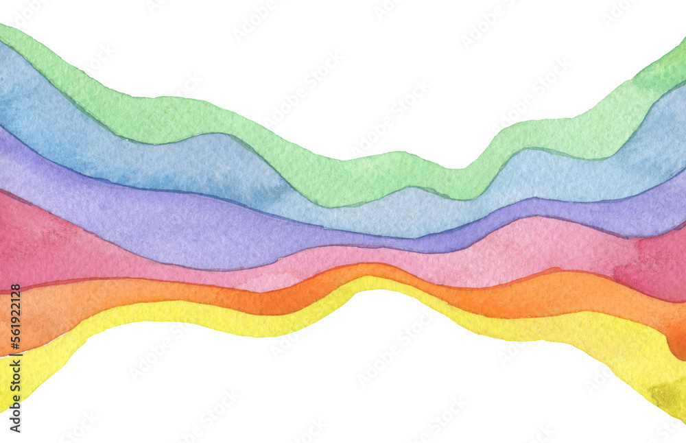 Abstract rainbow wave watercolor painting background. Paper texture ...