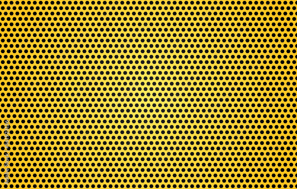 Vector yellow perforated metal texture. Metallic bright grill seamless ...