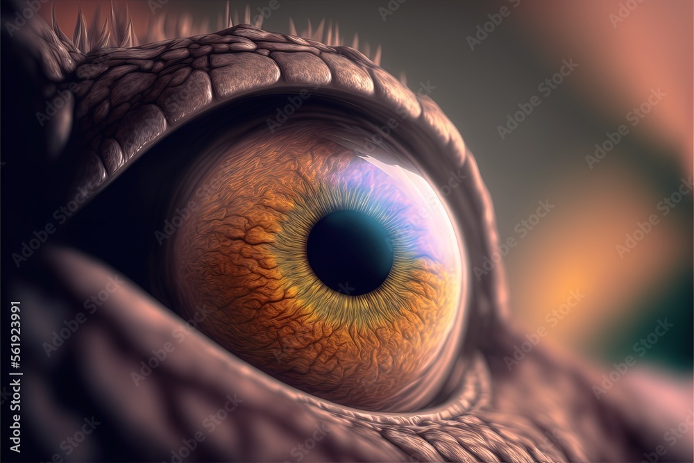 Dragon eye. Generative ai of close up lizard eye. Fantasy monster ...