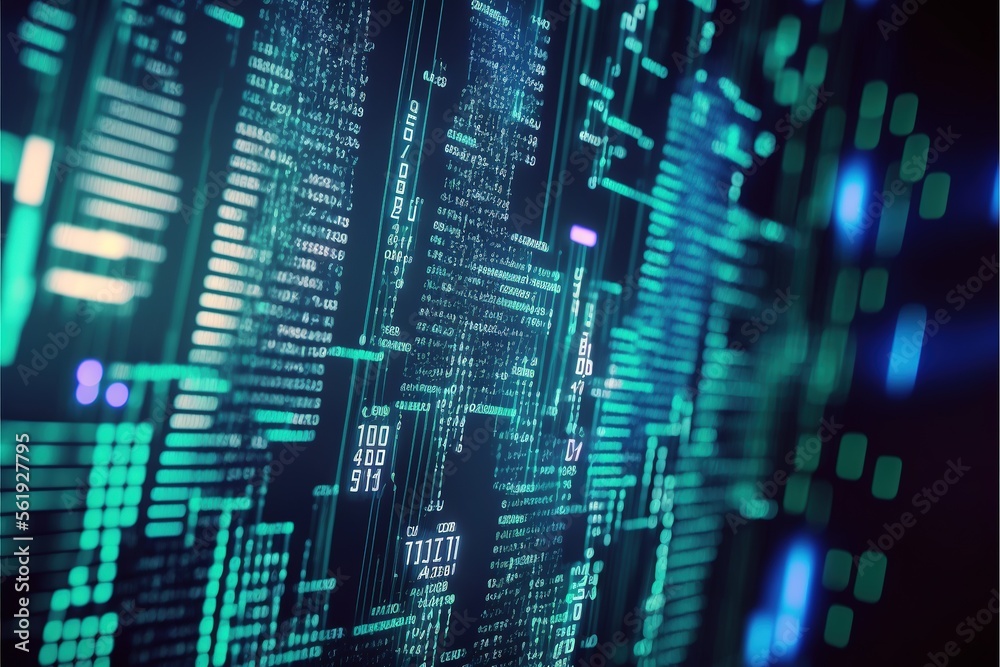 Technology background with abstract digital code motion cyberspace ...