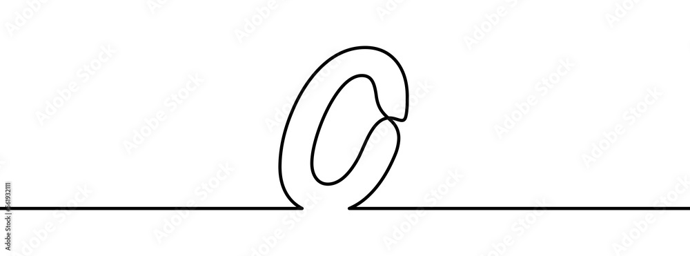 Number 0 in continuous line drawing style. Line art of number zero ...