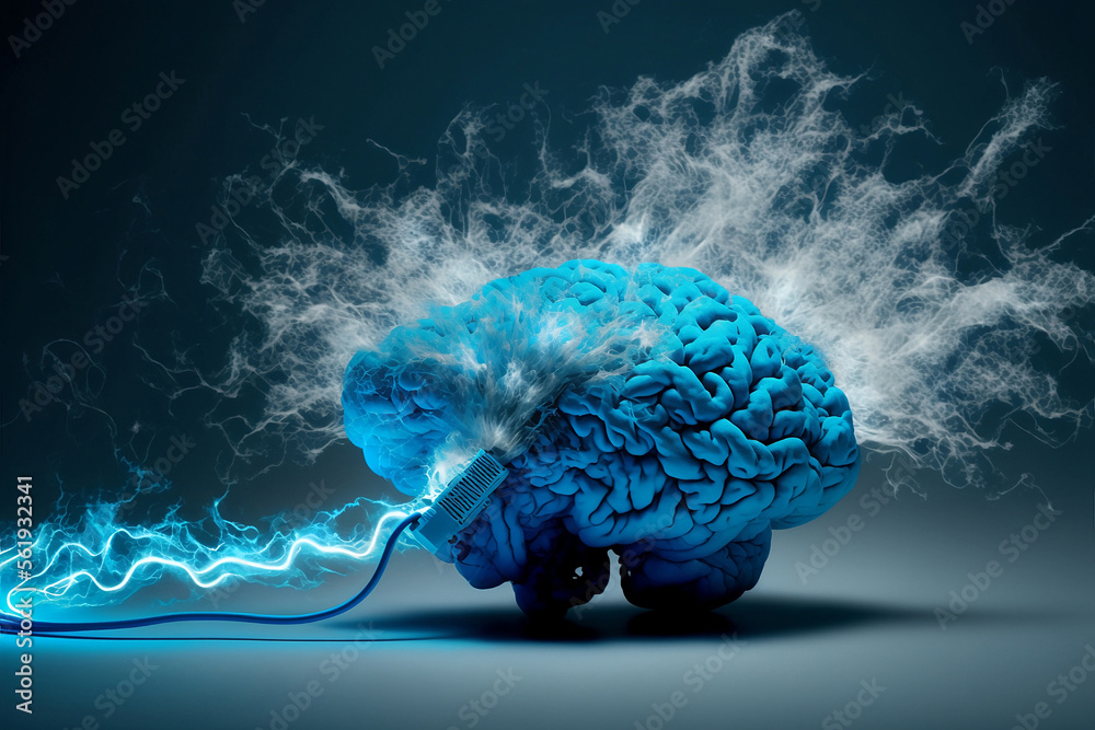 Eureka moment in the brain. Generative AI, this image is not based on ...