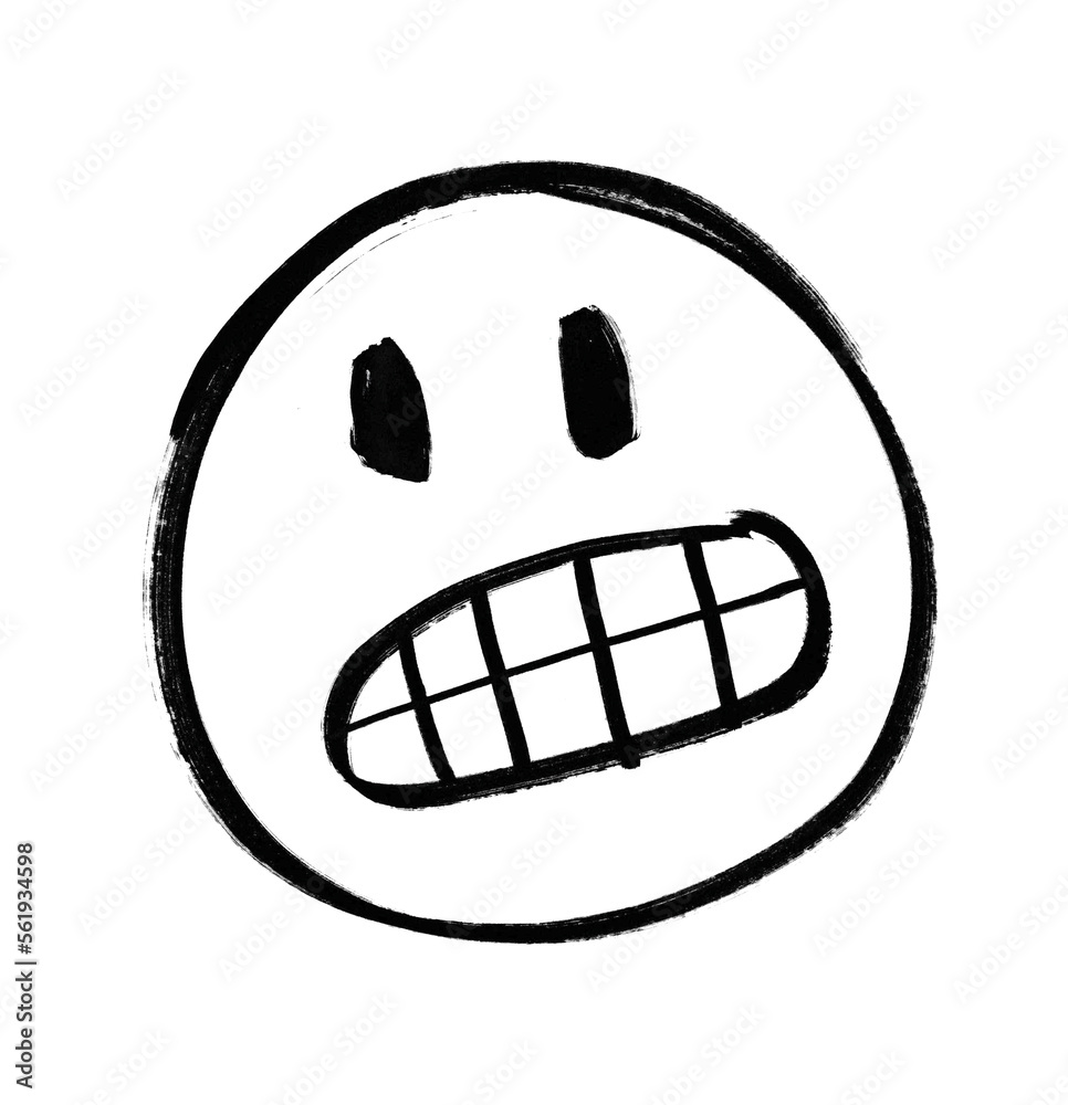 Scared face emoji. Worried, confused. Scary, tense. Drawing by hand ...