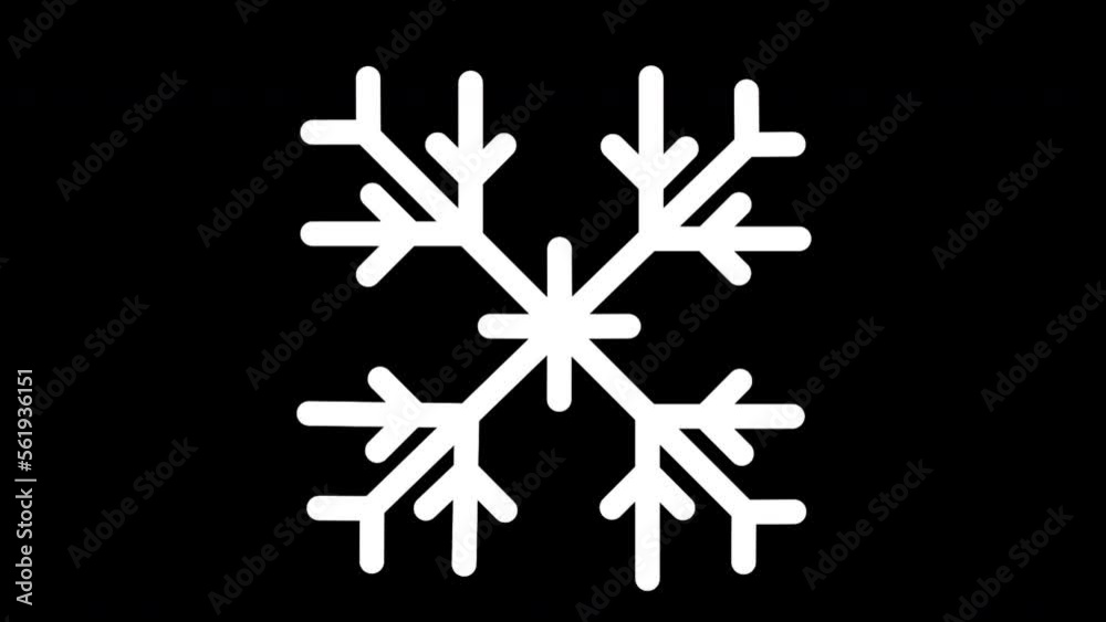 Animated flat Christmas Icons Snowflake on black background. White ...