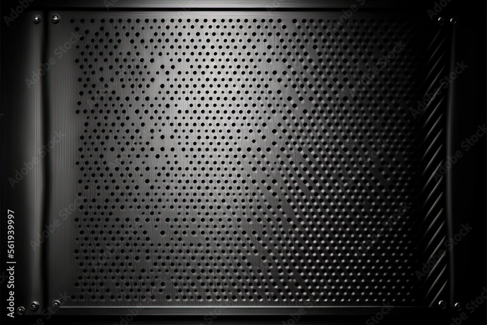 a metal plate with rivets and rivet holes on it, with a black ...