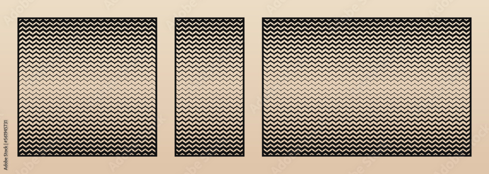 Laser cut patterns. Vector template with halftone stripes, lines ...