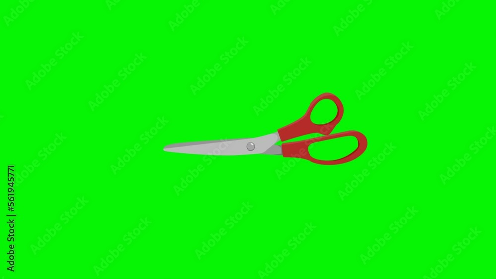 Animated scissors. Greenscreen and white background flat cartoon ...
