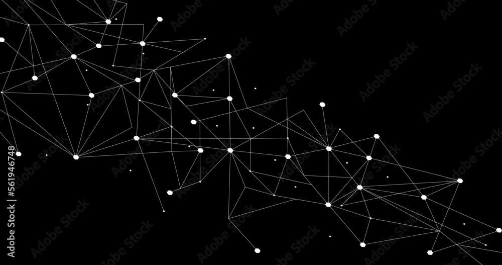 White network. Abstract connection on black background. Network ...