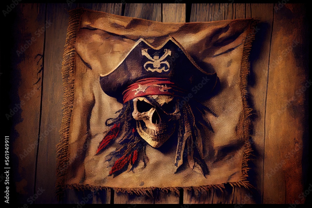 Pirate old fabric with one patche texture. AI generated art ...