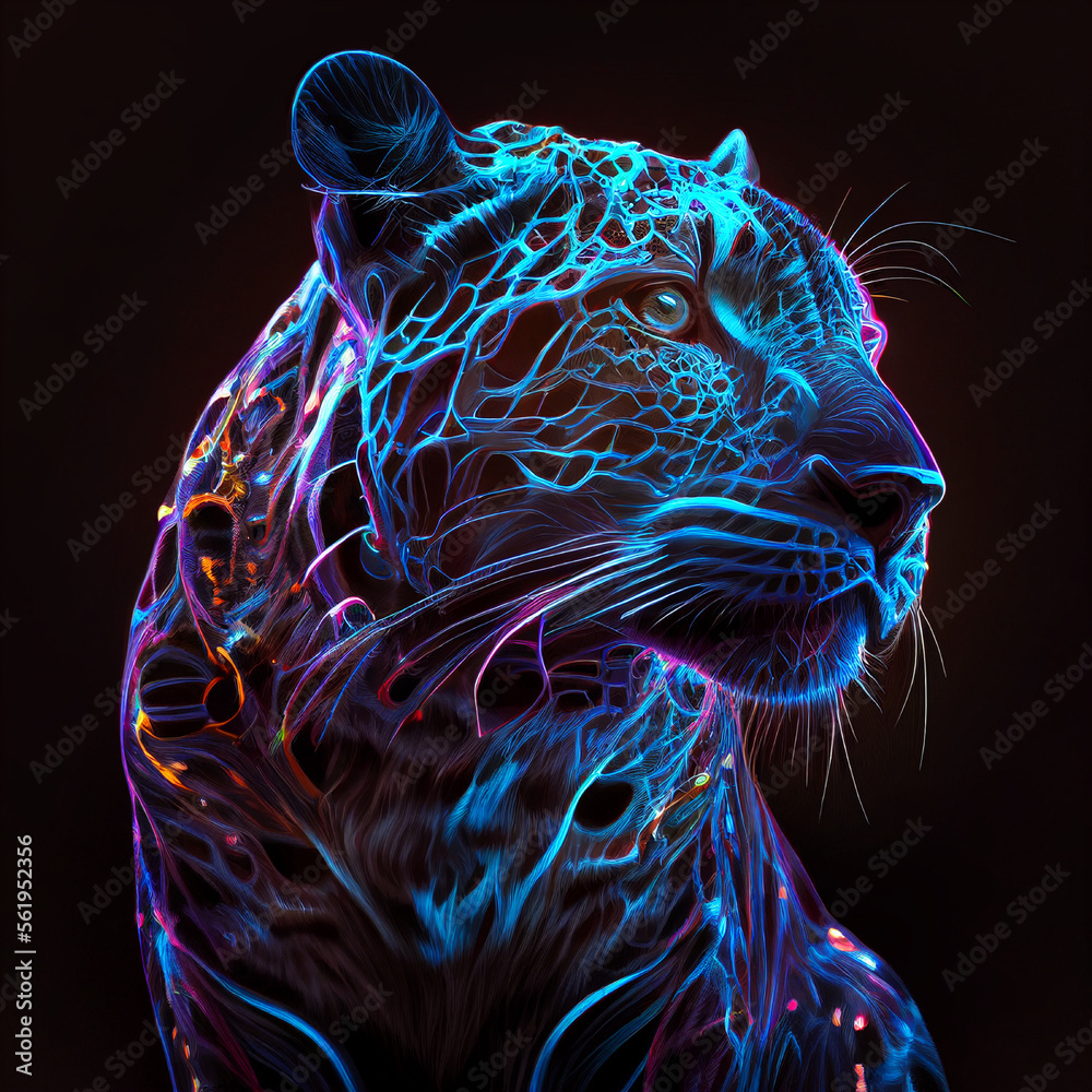 neon leopard Stock Illustration | Adobe Stock