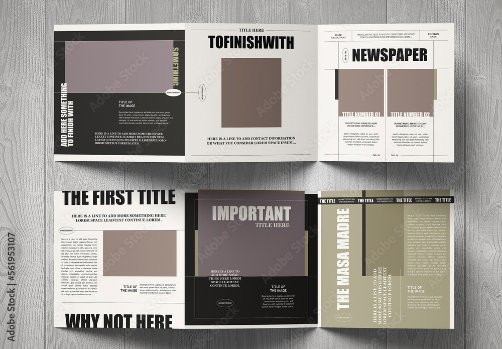 The Great Newspaper Square Trifold Stock Template | Adobe Stock