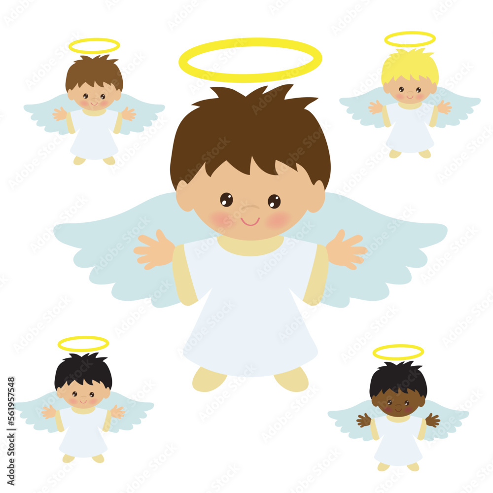 Flying angel vector cartoon illustration Stock Vector | Adobe Stock