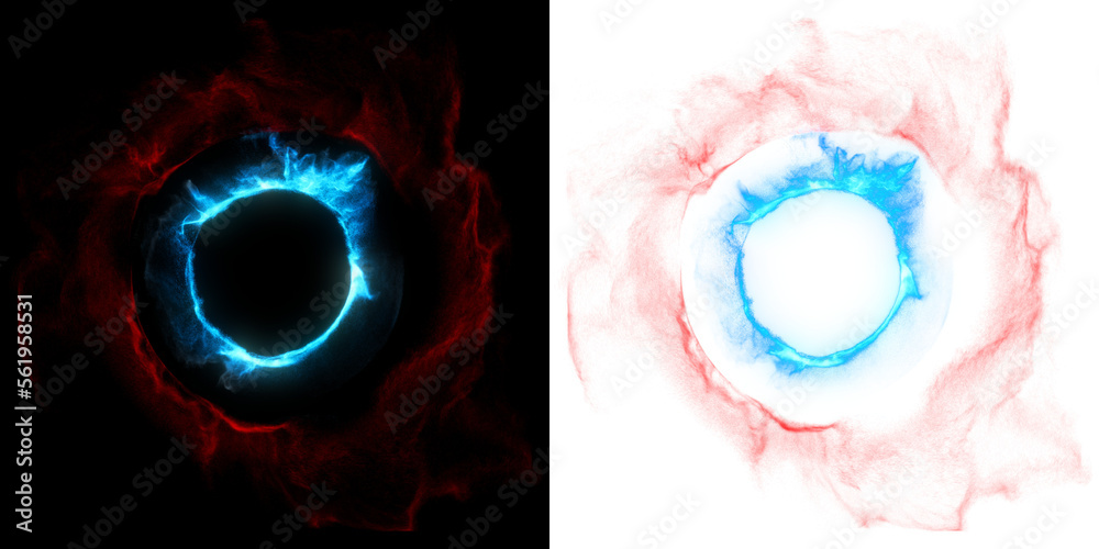 Magical fire light effect on transparent or black background. Lightning ...