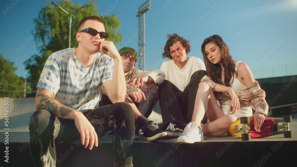 Multiracial best friends in skate park, Stylish Happy friendship ...