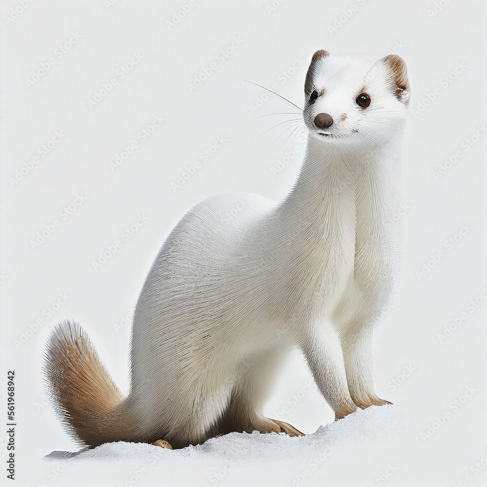 Ermine full body image with white background ultra Stock Illustration ...