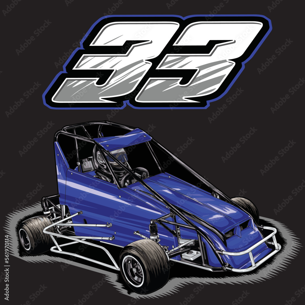 Quarter midget race isolated on black background, for graphic design ...