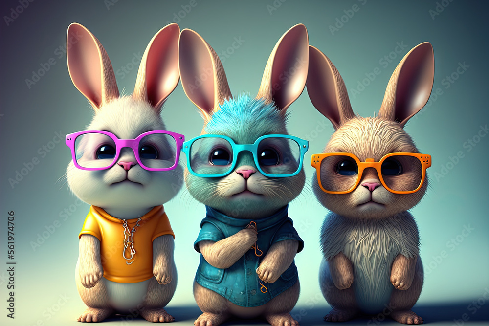 Glassed up bunny, wearing sunglasses, Hare wearing glasses the Easter ...