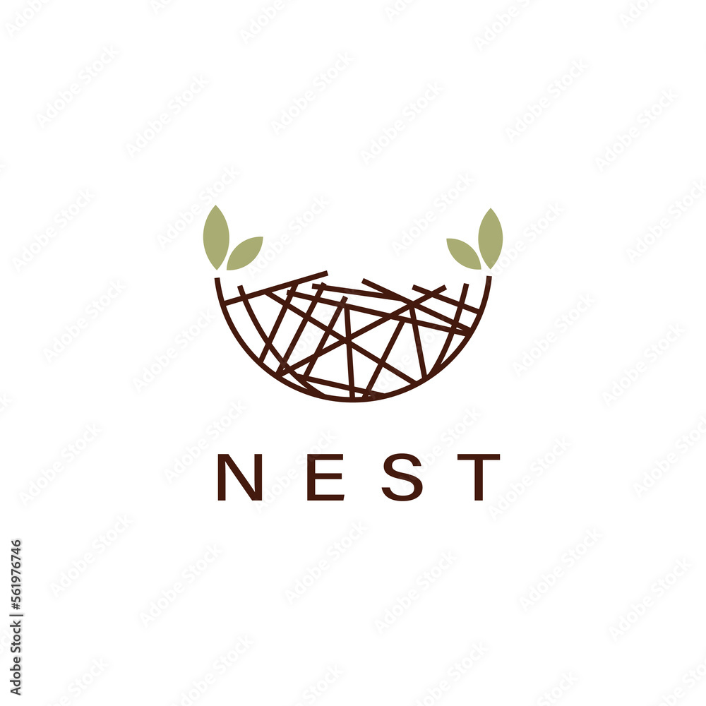 bird nest vector logo design illustration Stock Vector | Adobe Stock