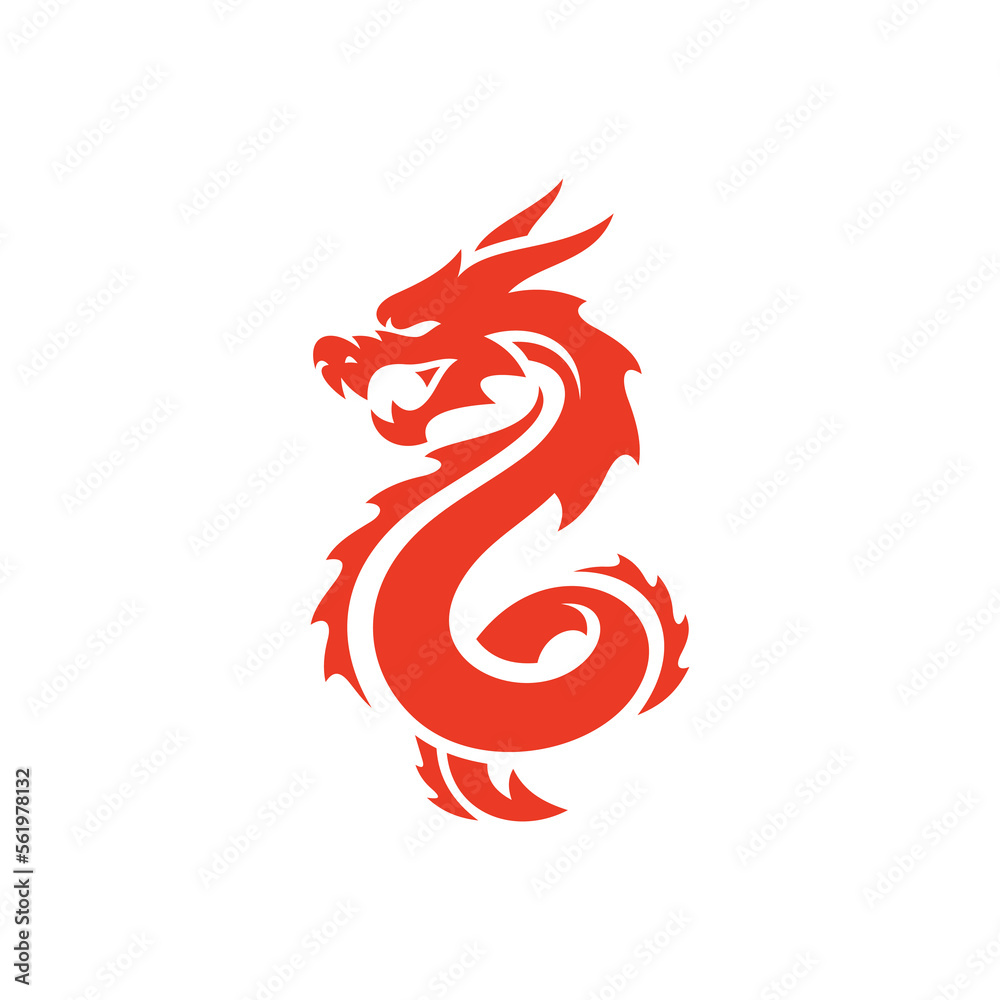 Tribal dragon silhouette logo design, dragon vector icon Stock Vector ...