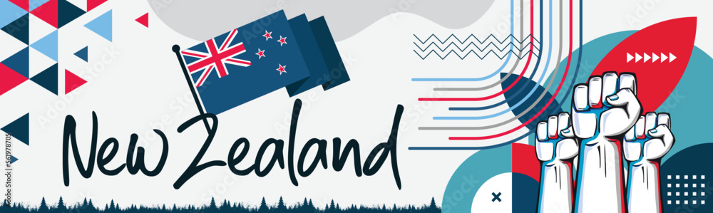 New Zealand day banner design for February. Abstract geometric banner ...