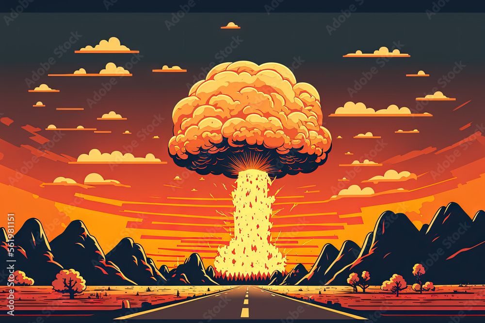 Atomic bomb explosion. Generative AI Stock Illustration | Adobe Stock