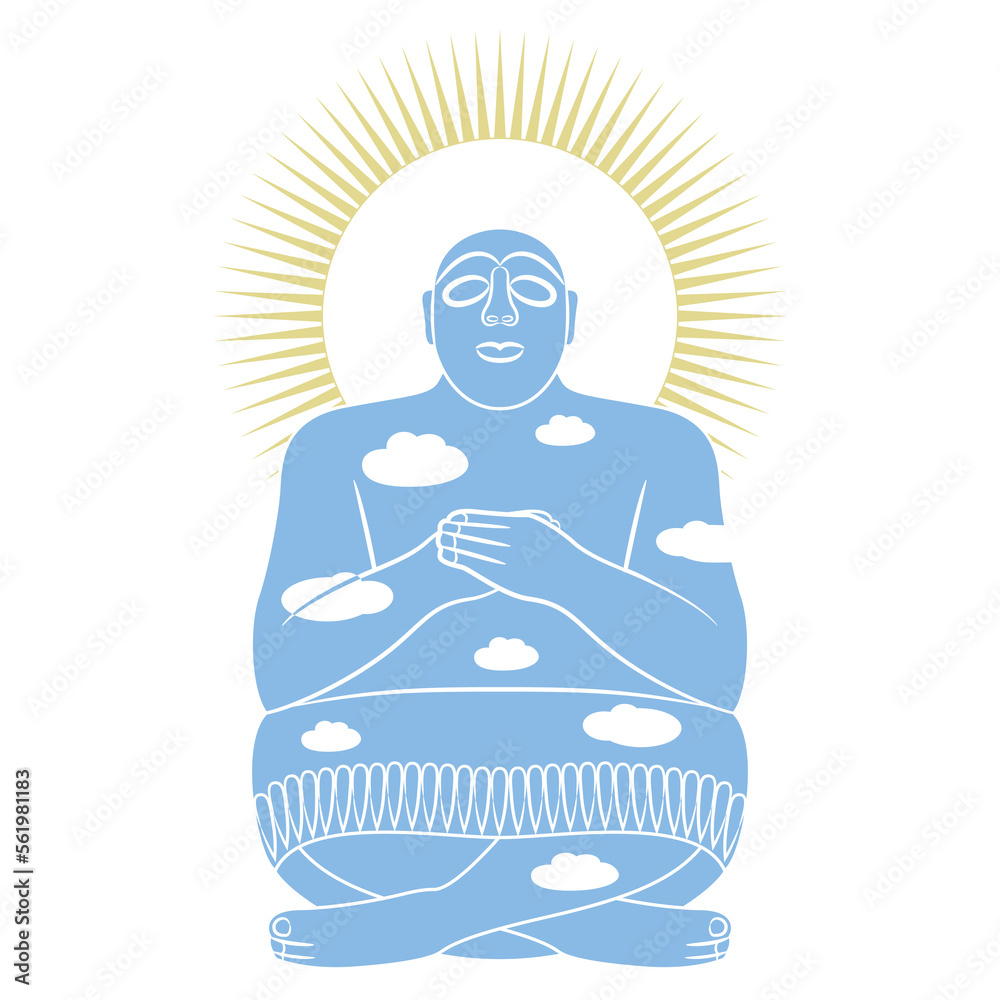 Ancient Sumerian man as a cloudy day with shining Sun as nimbus ...