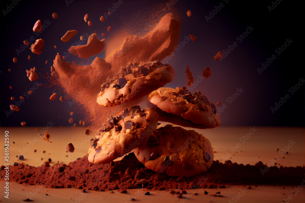 Explosion of chocolate cream with chocolate chip cookies | Center ...