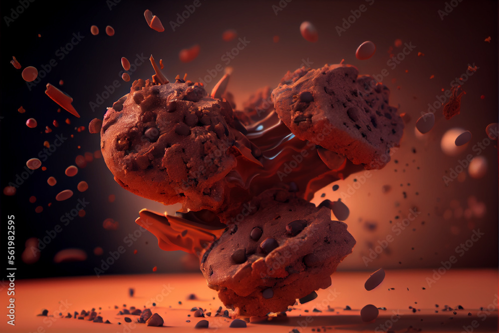 Explosion of chocolate cream with chocolate chip cookies | Center ...