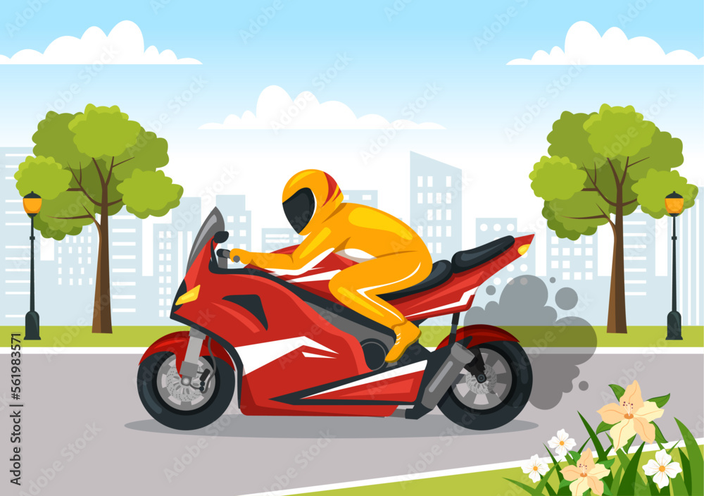 Motorcycle Racing Championship on the Racetrack Illustration with Racer ...