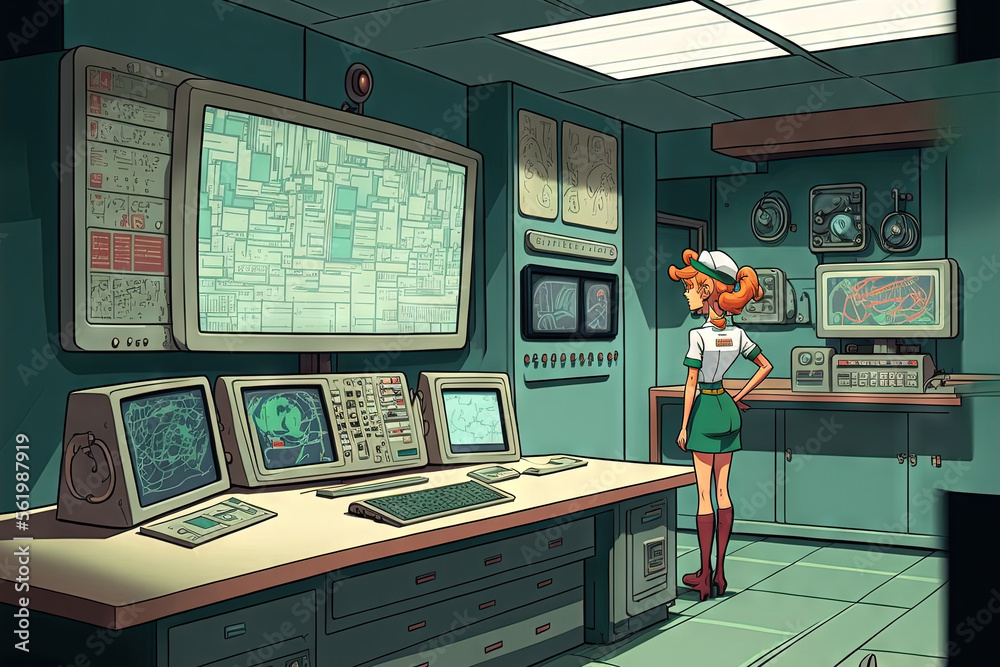 control room, command center, and interior design. Generative AI Stock ...