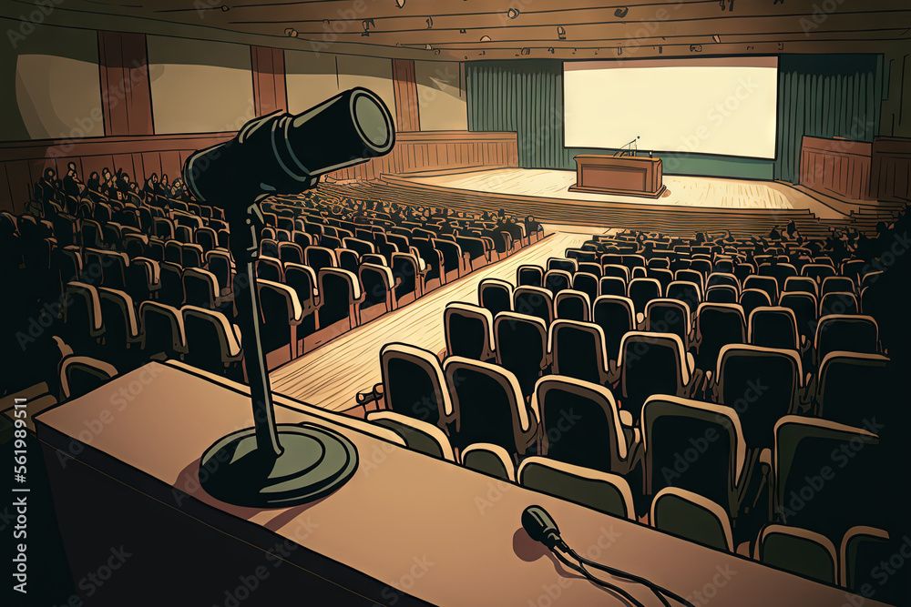 Large classroom, university lecture hall; view from lectern with ... Large classroom, university lecture hall; view from lectern with ...