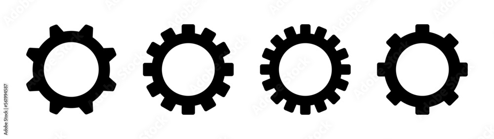 Gear set. Setting gears icon on white background. Gear wheel icons ...