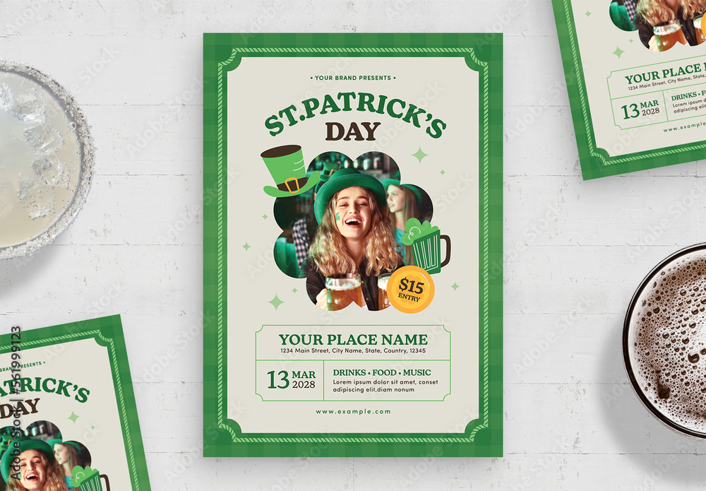 St Patrick's Day Flyer Template with Irish Theme Stock Template | Adobe ...