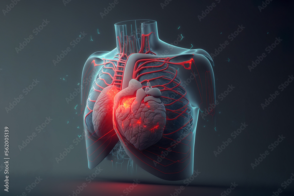 3D X-Ray Image Of Human Healthy Chest MRI , Pulmonary disease include ...