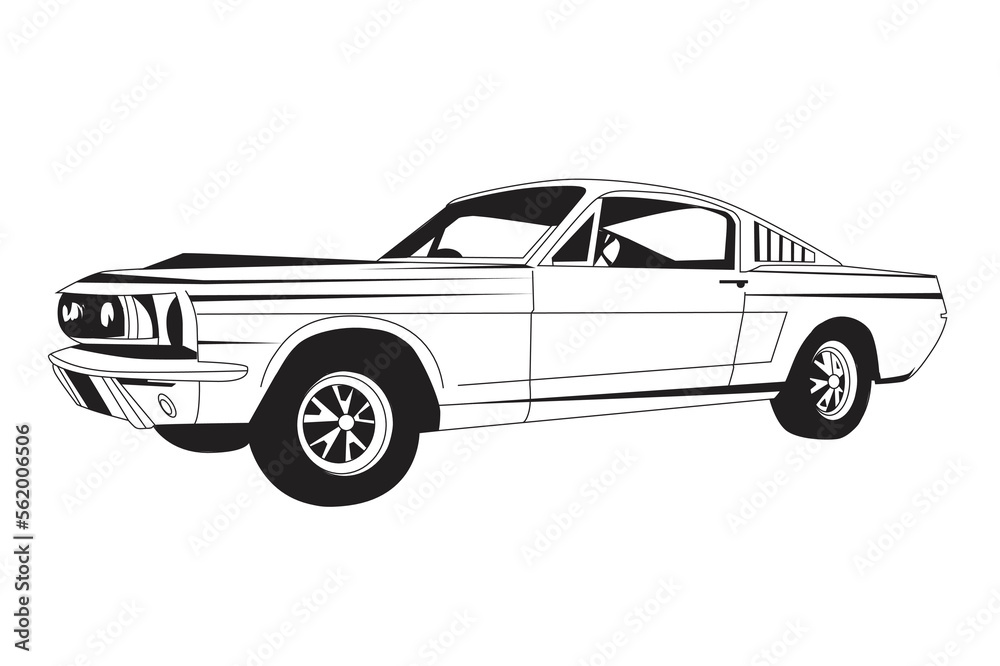 outline car silhouette Illustration Stock Vector | Adobe Stock