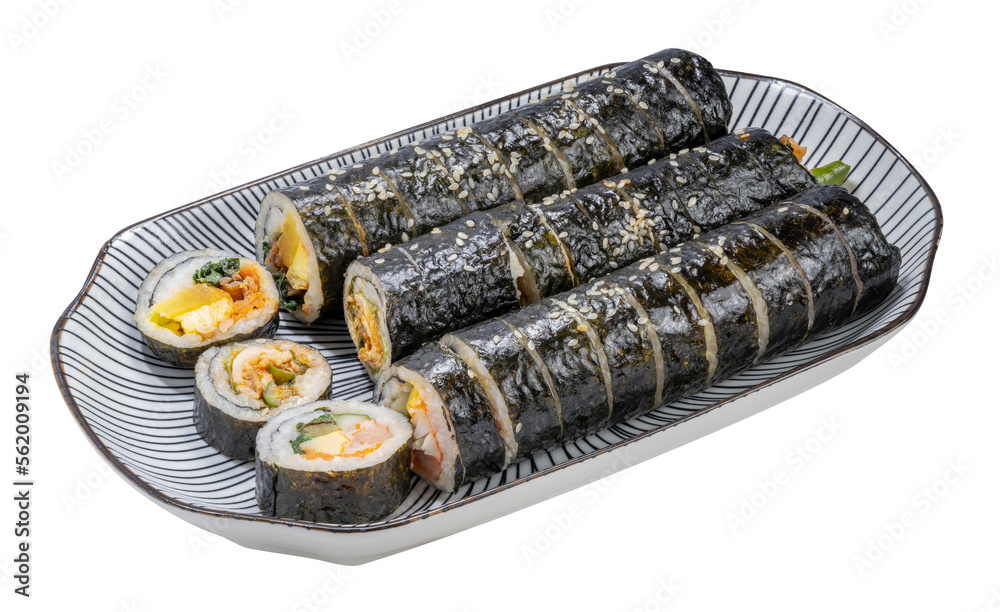 Korean Seaweed Rice Rolls or Kimbap Korean dish made from cooked rice ...