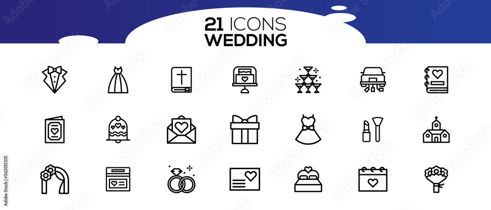 WEDDING ICON SET DESIGN Stock Vector | Adobe Stock