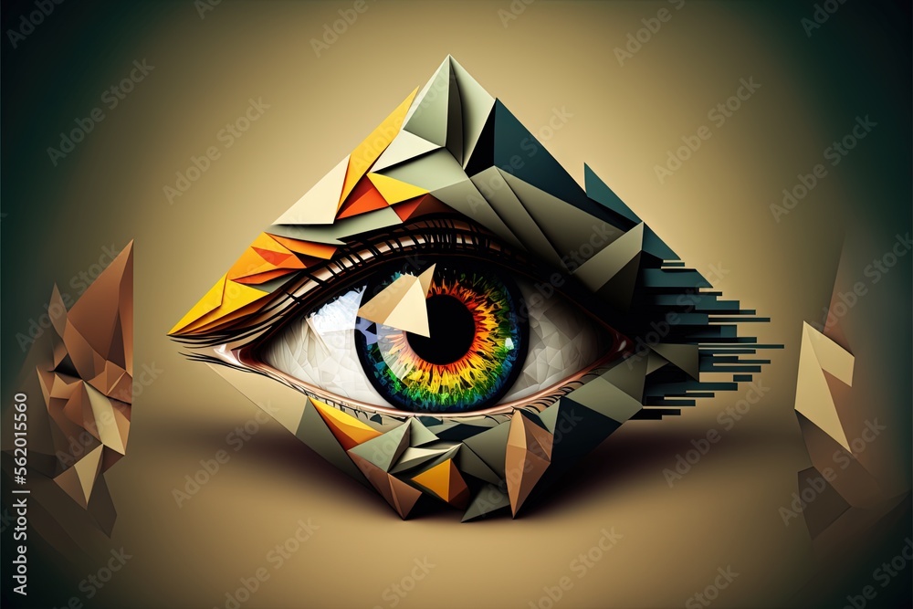 a colorful eye with a triangle around it's irise and a triangle around ...