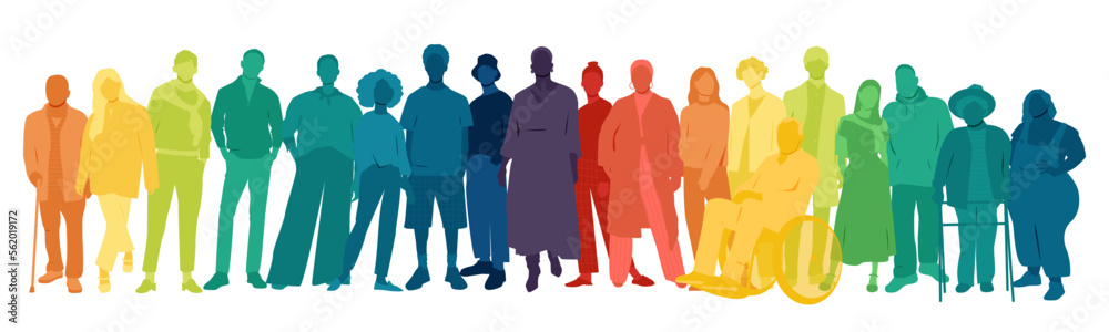 Different people stand side by side together. Stock Vector | Adobe Stock