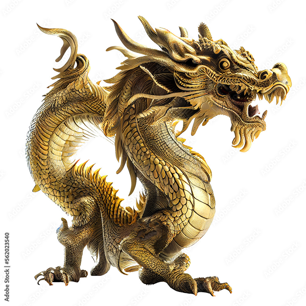 Chinese dragon made of gold represents prosperity and good fortune ...