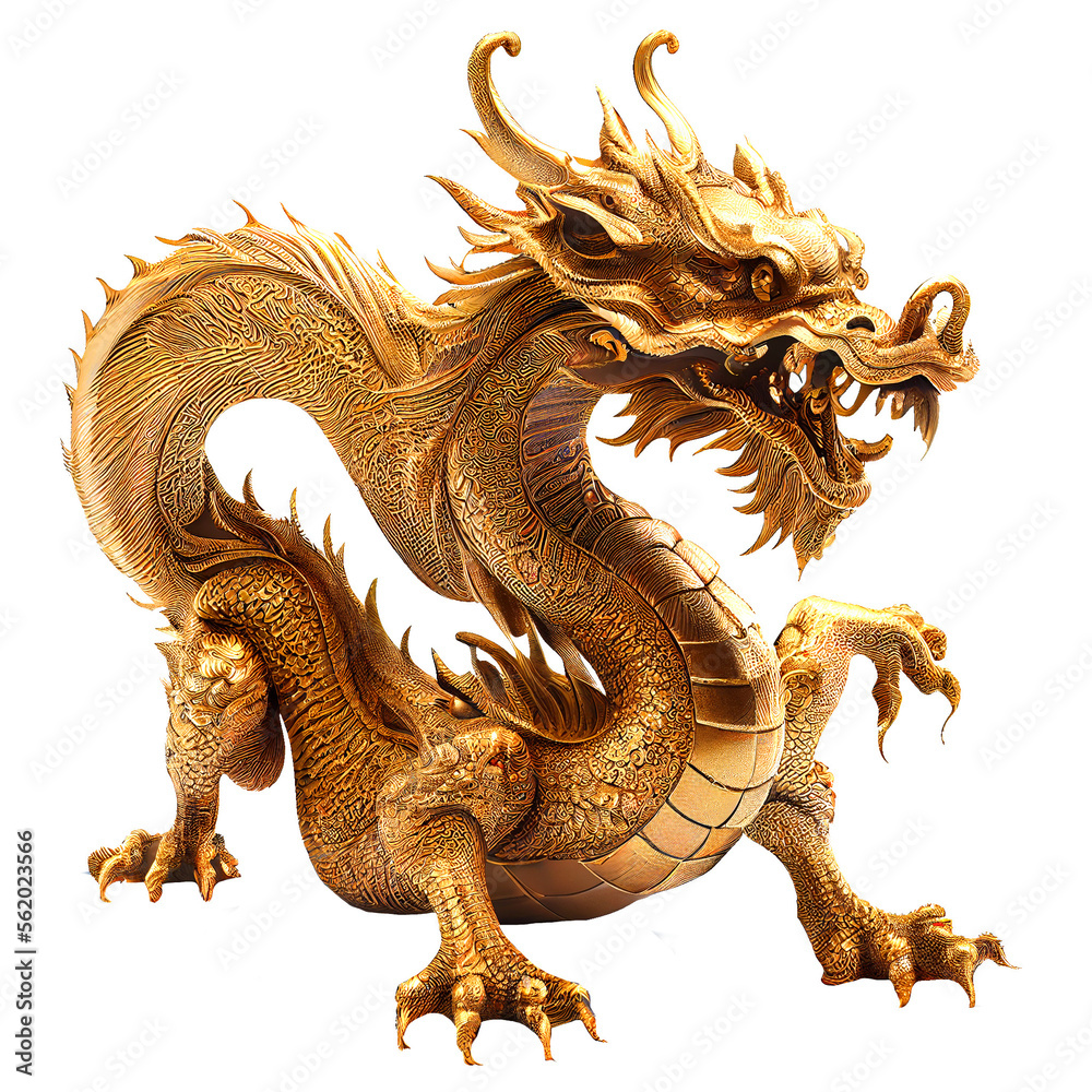 Chinese dragon made of gold represents prosperity and good fortune ...