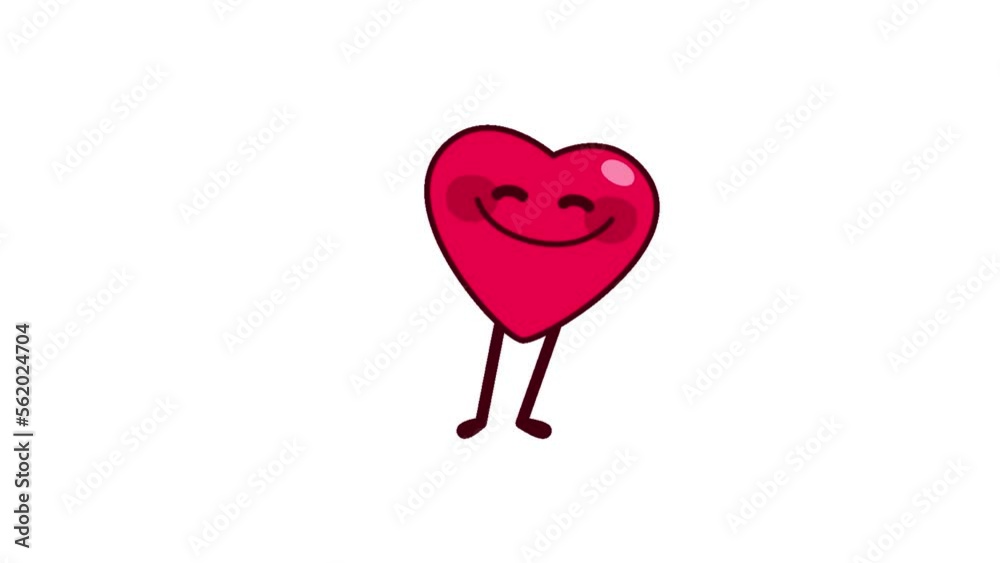 happy heart animation in red color on white background, animation shape ...