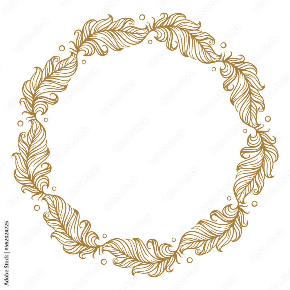Vector boho style feathers round frame Stock Vector | Adobe Stock