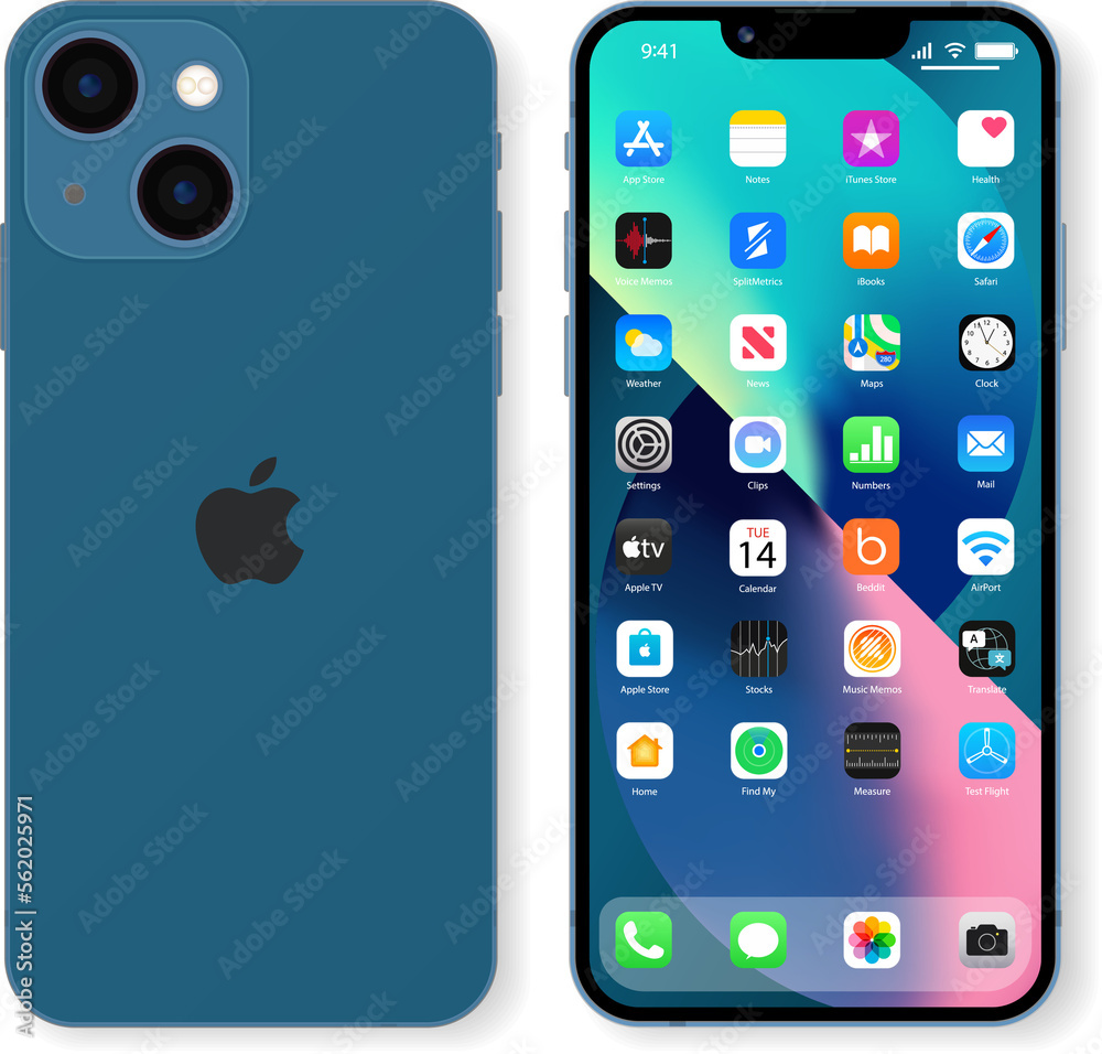 Apple iPhone 13. Smart phone. Blue color. Touch screen. World ...