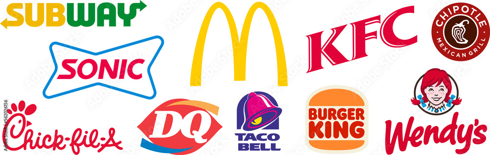 The largest fast food restaurant chains: McDonald's, Subway, KFC ...