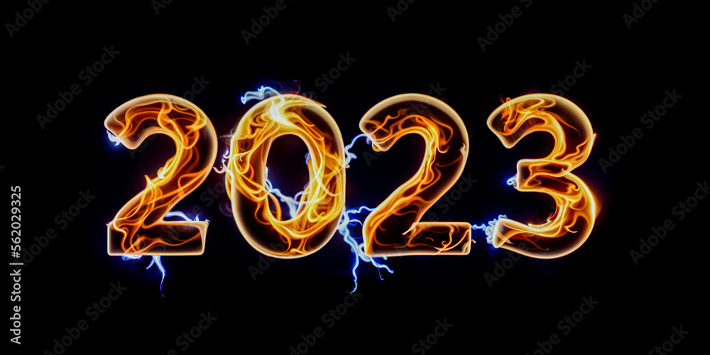 2023 year 3d text text on black, CGI 3d 4K and ai generated. Stock ...