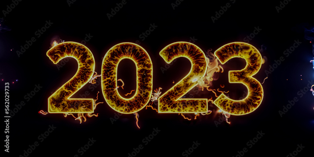 2023 year 3d text text on black, CGI 3d 4K and ai generated. Stock ...